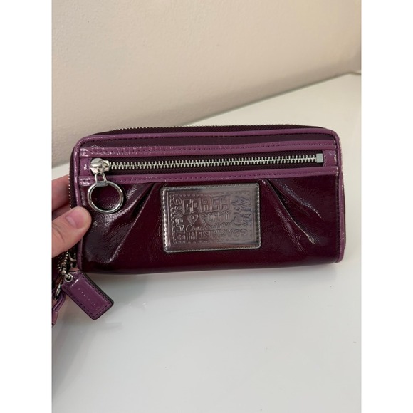 Coach | Bags | Coach Poppy Purple Zip Around Accordion Long Wallet ...